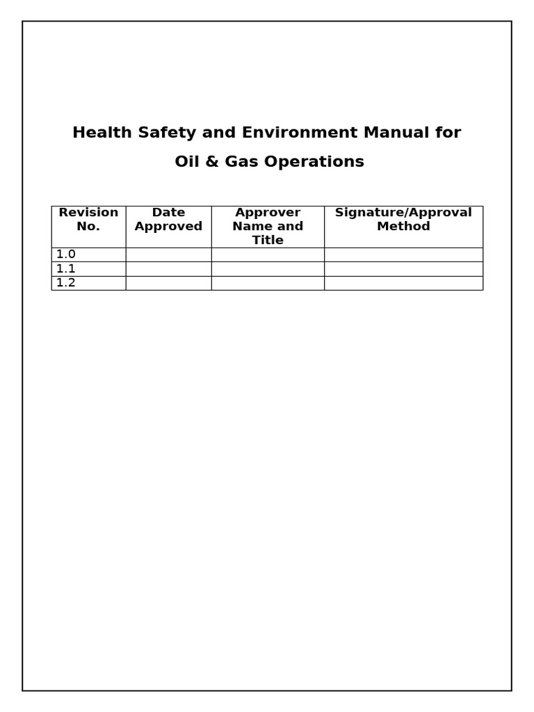 HSE Manual for Oil & Gas Operations | PDF | Occupational Safety And ...