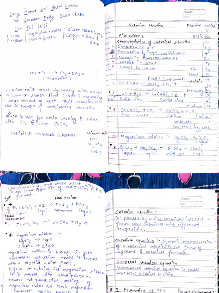 CH Chemical Reactions (Notes) | PDF | Materials | Chemical Compounds