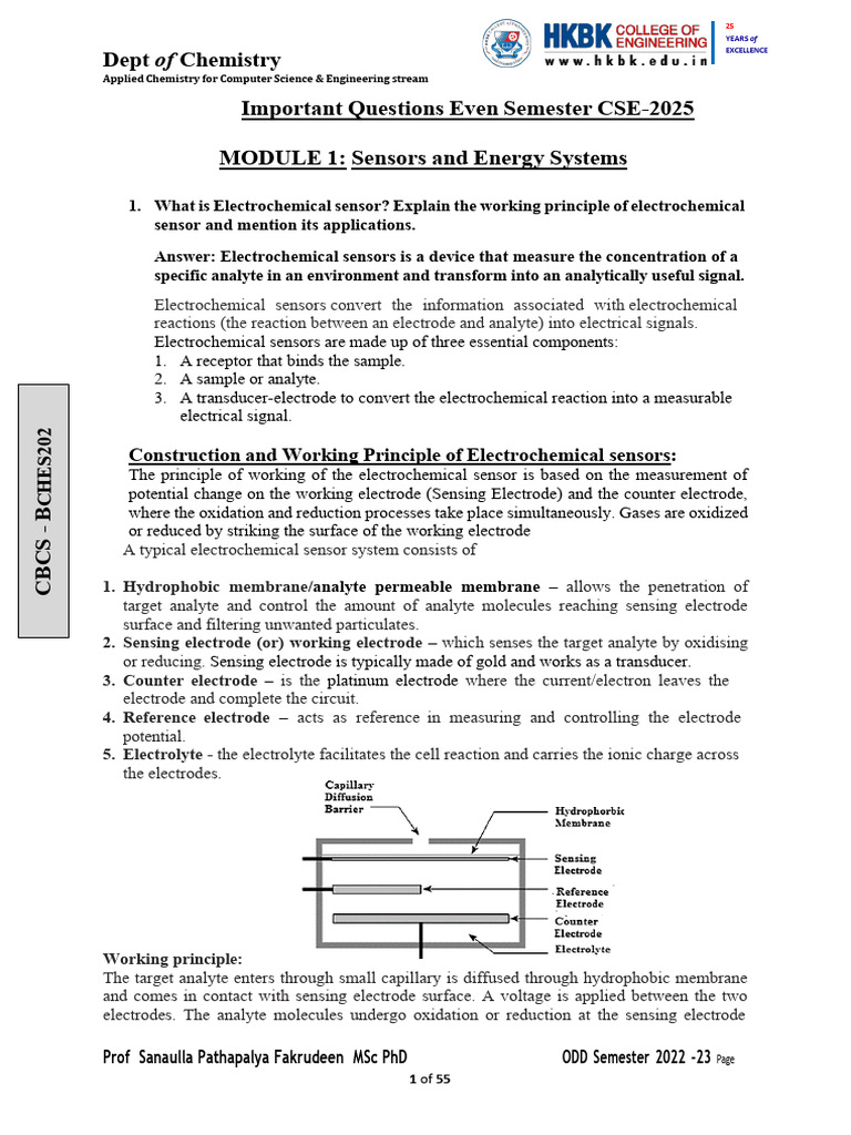 Important Questions - Even Semester CSE-2025 | PDF | Electrochemistry ...