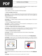 Physics - Ch-9 Force & Laws of Motion Notes (IX) | PDF | Force | Inertia