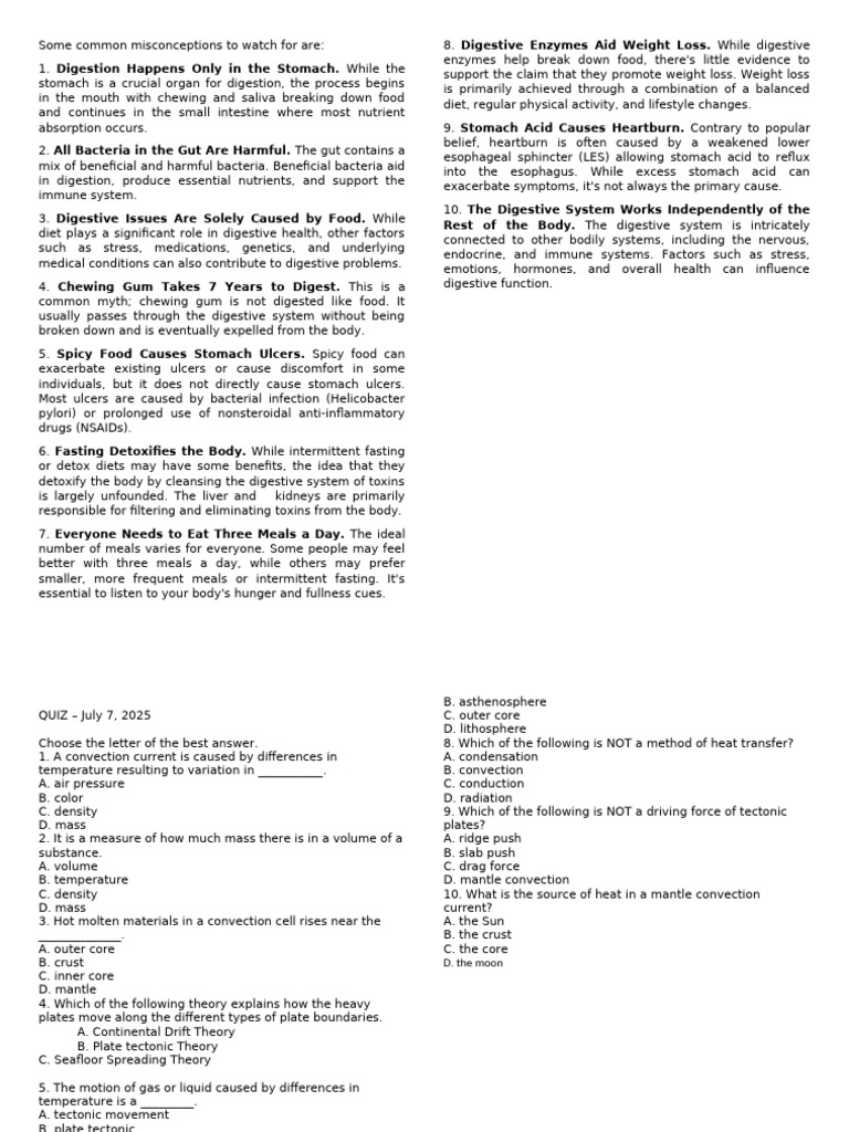 Some Common Misconceptions To Watch For Are | PDF | Plate Tectonics ...
