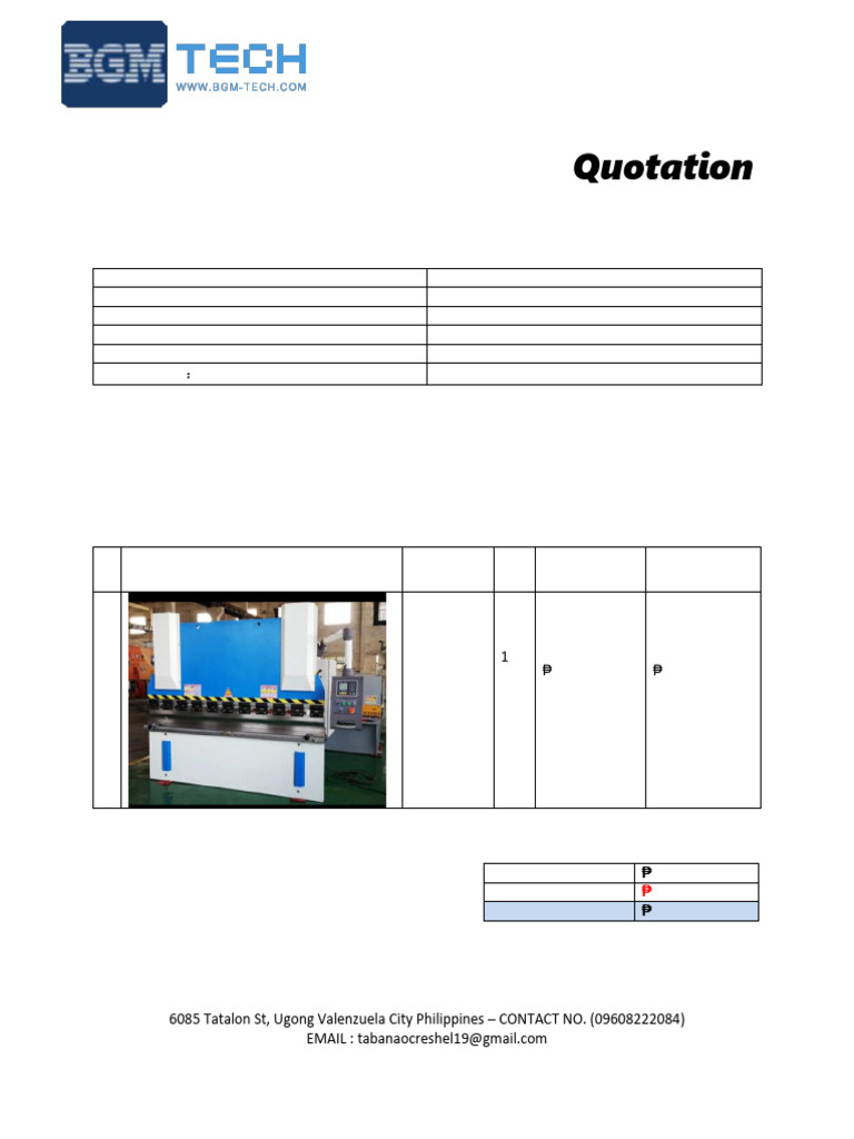 BGM Press Brake Bending Machine 1 Cag Electrical Services | PDF ...