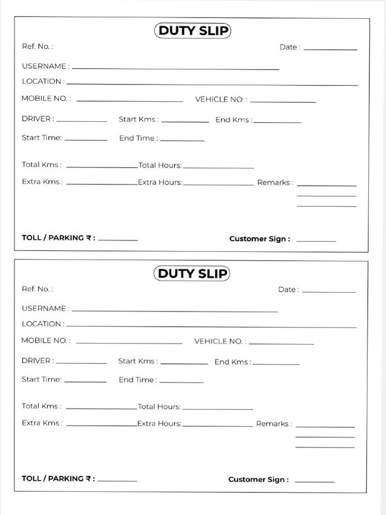 Duty Slip | PDF