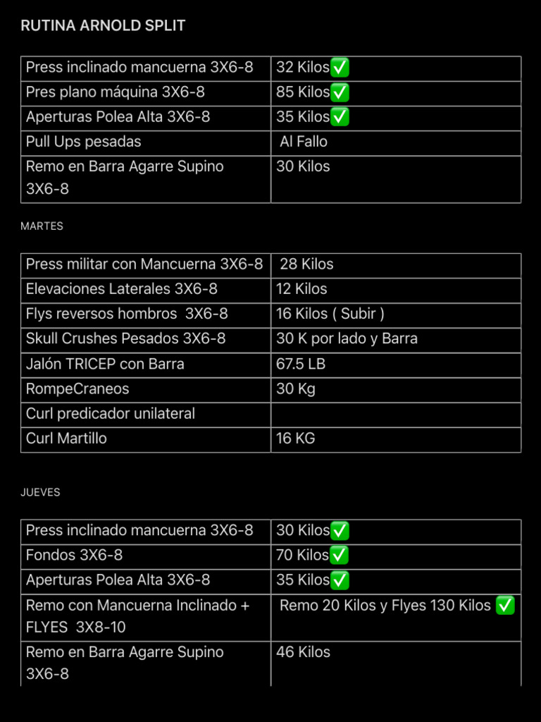Rutina Arnold Split | PDF