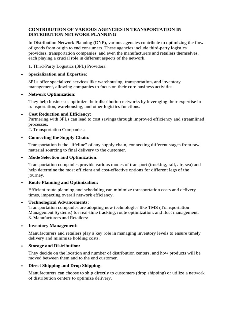 Contribution of Various Agencies in Transportation in DNP | PDF ...