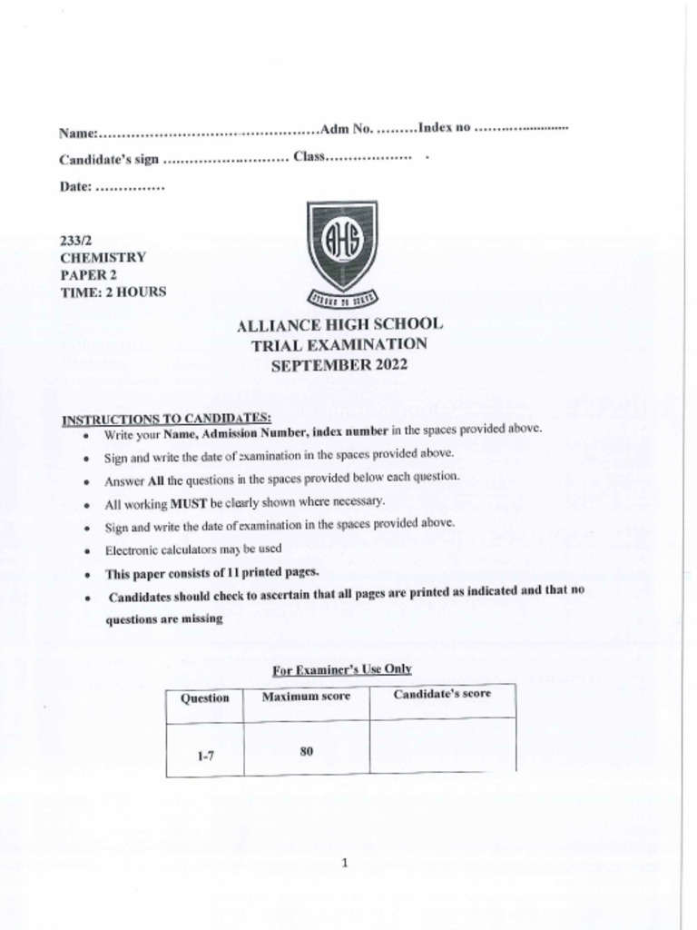 Chemistry Paper 2 1 | PDF