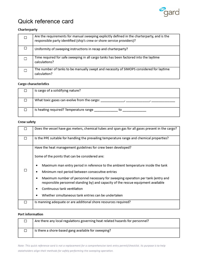 Quick Reference Card - Cargo Sweeping | PDF