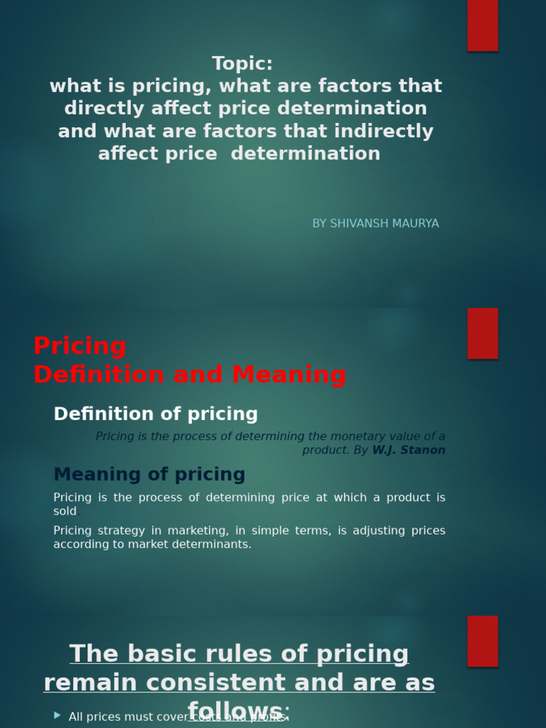 Factors Influencing Price Determination | PDF | Pricing | Prices