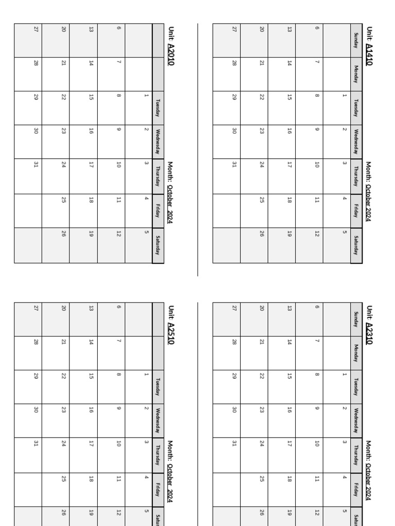 October 2024 Booking Schedule | PDF