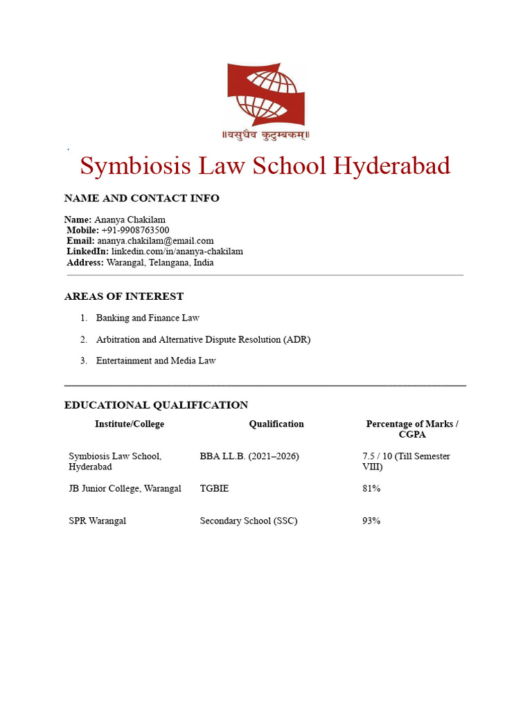 Annexure 3 - Model Resume | PDF | Alternative Dispute Resolution | Justice