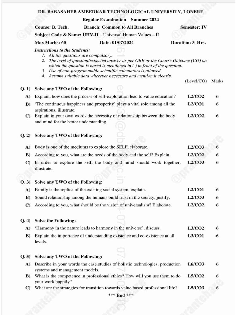 Atharva's - UHV Solved PYQ - Sum & Win 24. | PDF