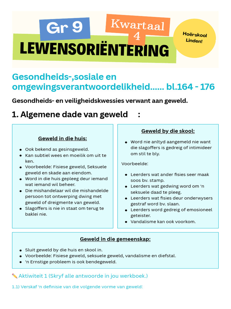 Lo - gr9 - KW 4 Week 1 Tot 2 Nota Pak | PDF