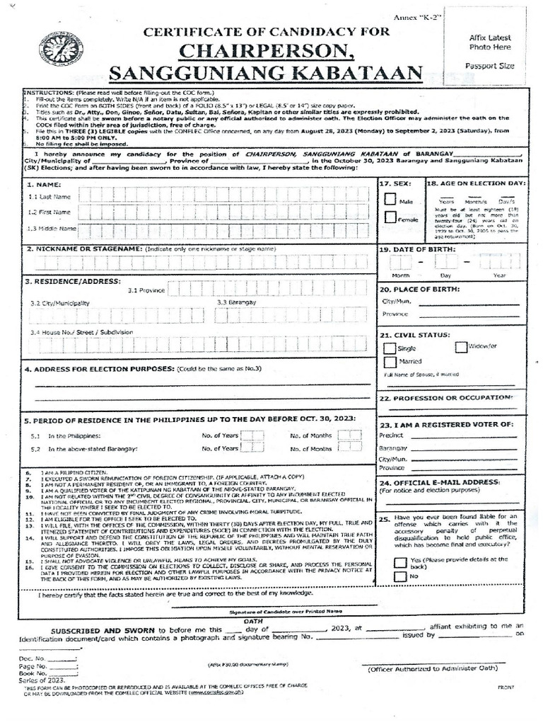 Coc SK Chairman | PDF