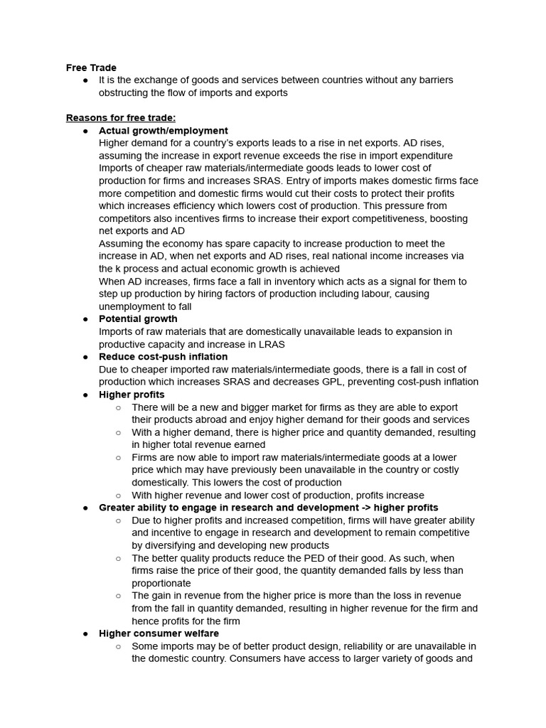 Benefits and Drawbacks of Free Trade | PDF | Exports | Profit (Economics)