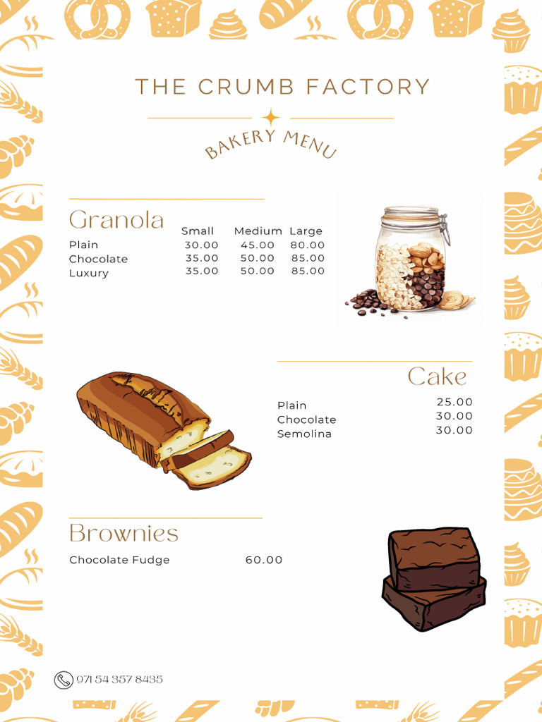 The Crumb Factory - Menu | PDF