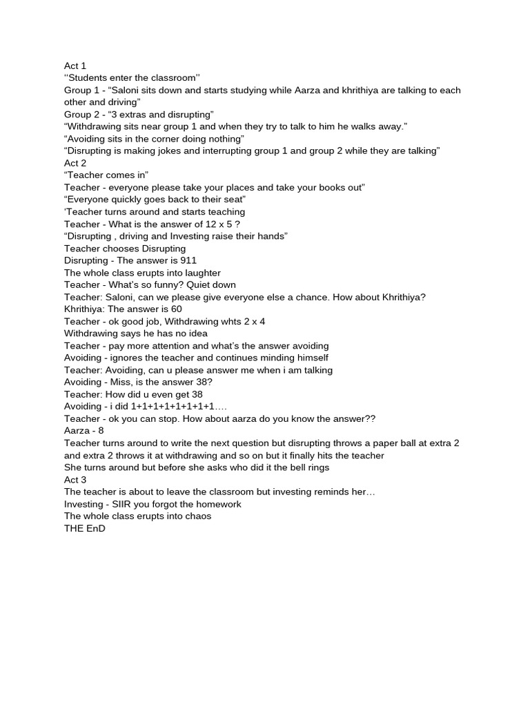 Classroom Disruption and Dynamics | PDF
