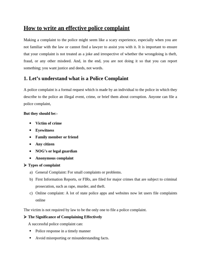 Writing an Effective Police Complaint | PDF | Police | Crimes