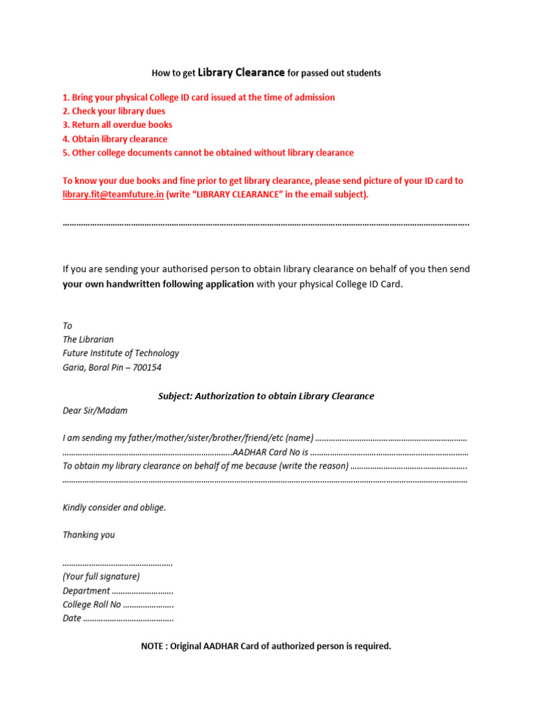 Library Clearance Reg | PDF