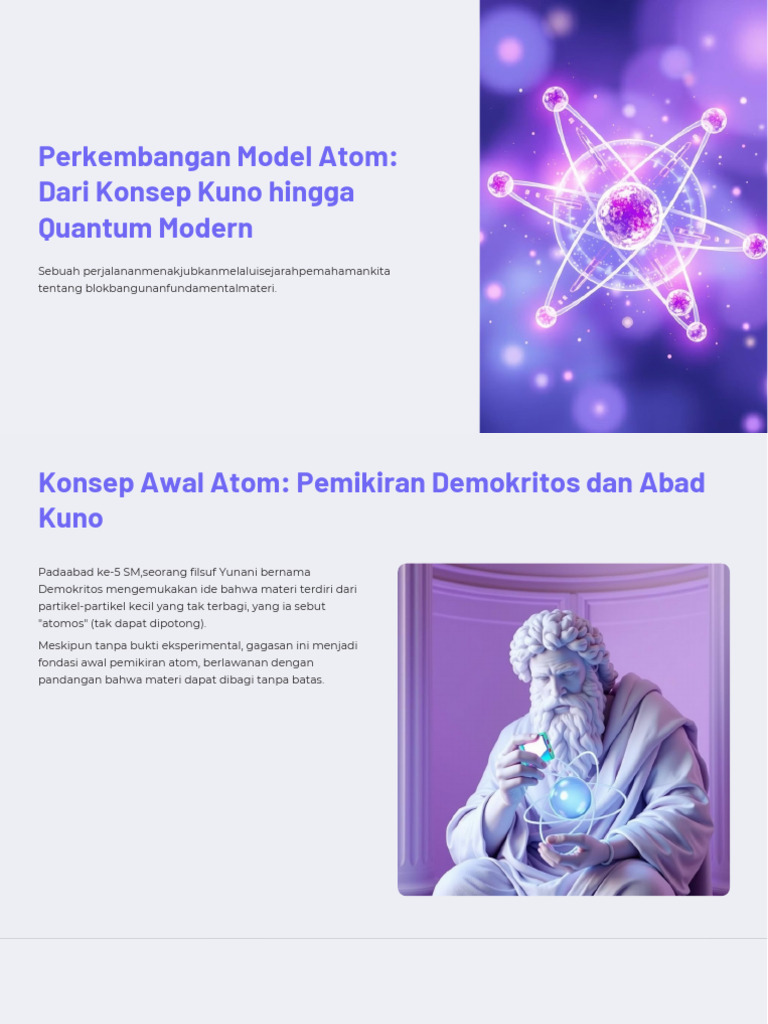 Perkembangan Model Atom Dari Konsep Kuno Hingga Quantum Modern - PDF ...