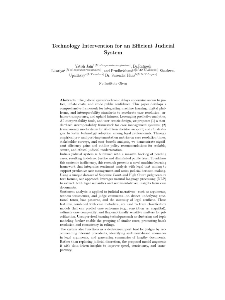Technology Intervention For An Efficient Judicial System | PDF ...