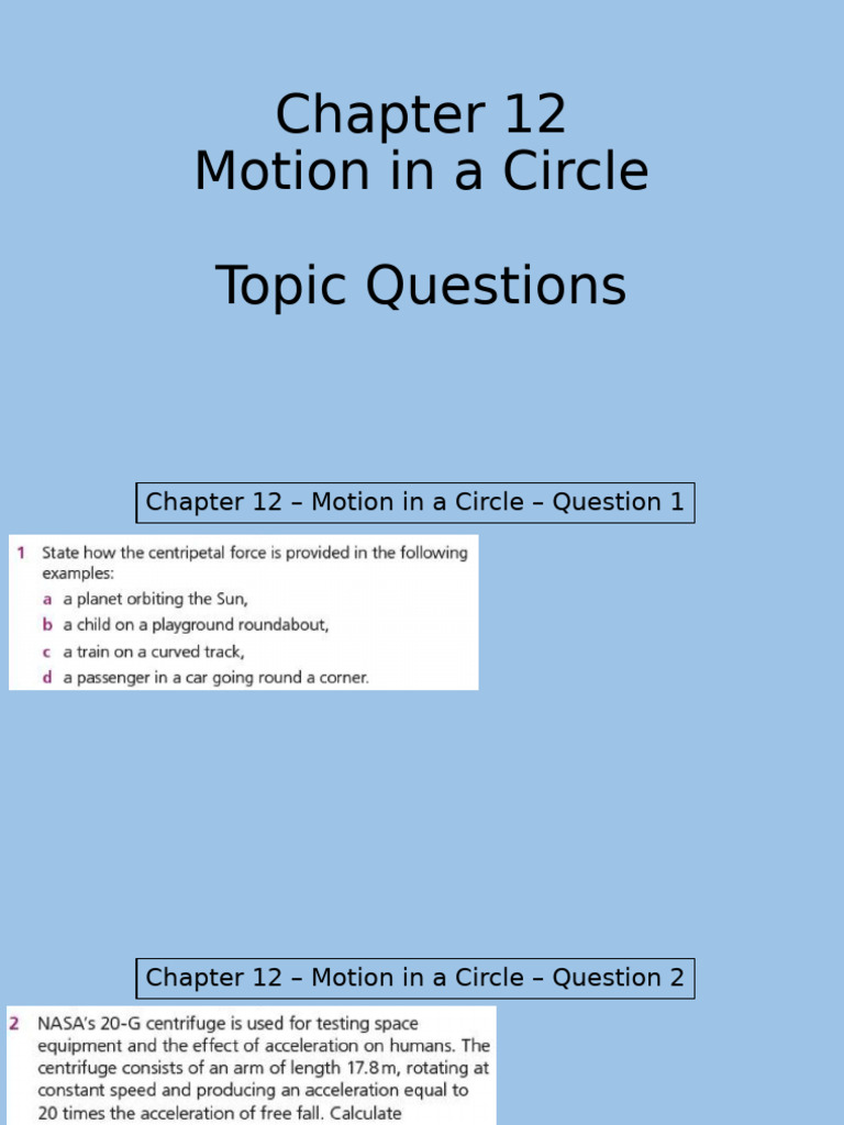 A2 Phys Ch12 Motion in A Circle Topic Qs | PDF