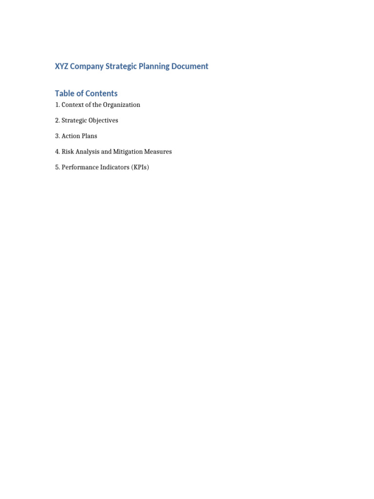 XYZ Company Strategic Planning Document | PDF | Performance Indicator ...