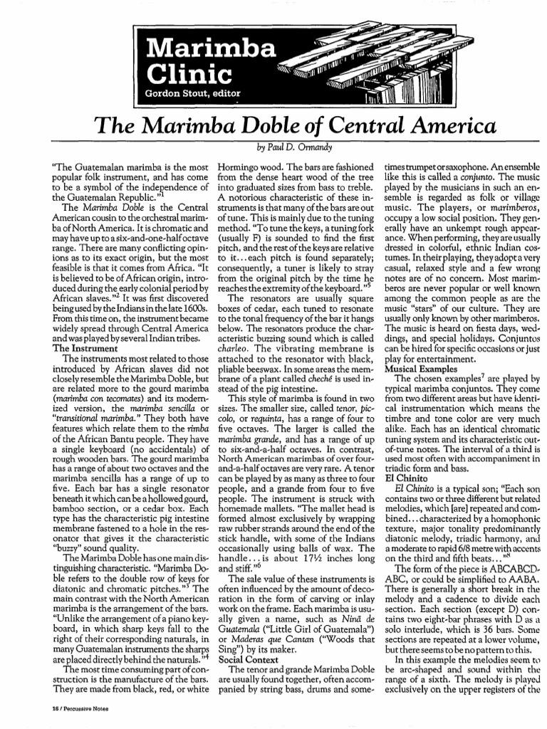 Marimba Doble of Central America | PDF | Chord (Music) | Drum Kit