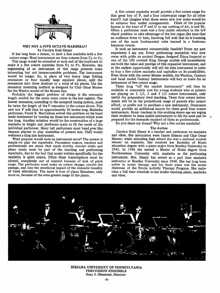 Five Octave Marimba: A Vision | PDF | Musical Instruments | Musicology