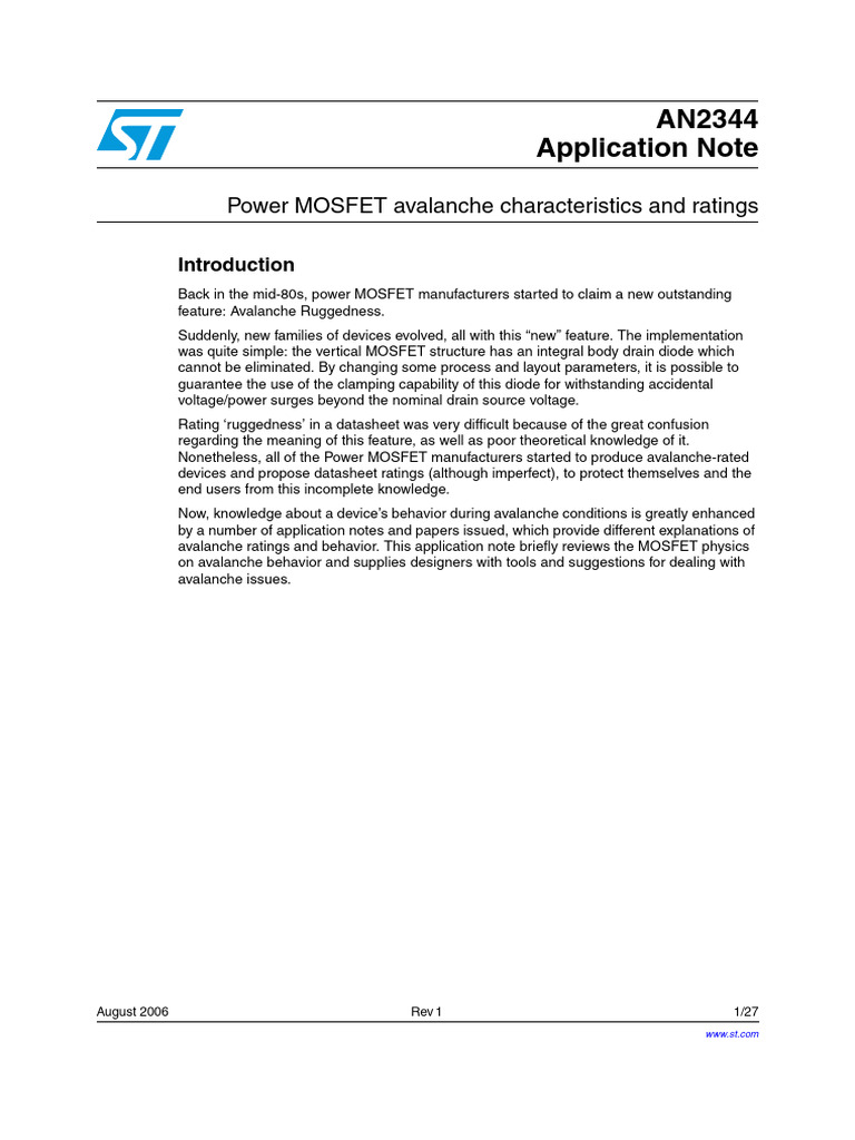 Understanding MOSFET Avalanche Ratings | PDF | Bipolar Junction ...