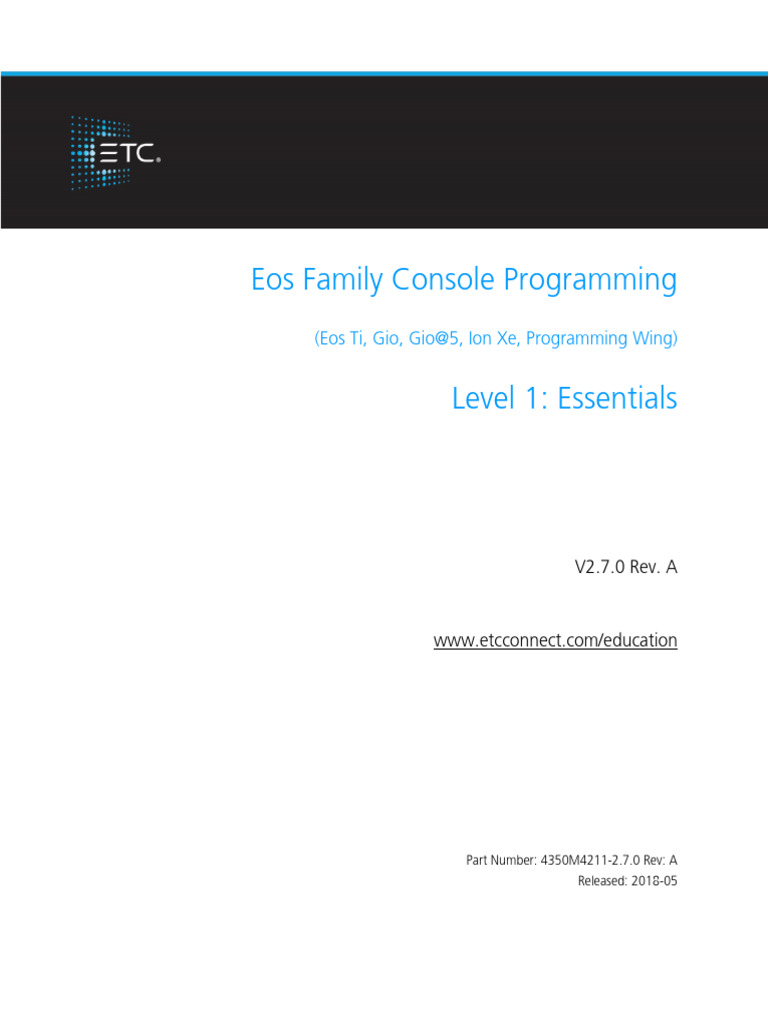 EosGioIonXE L1 Workbook v2.7.0 RevA | PDF | Menu (Computing) | Command Line Interface