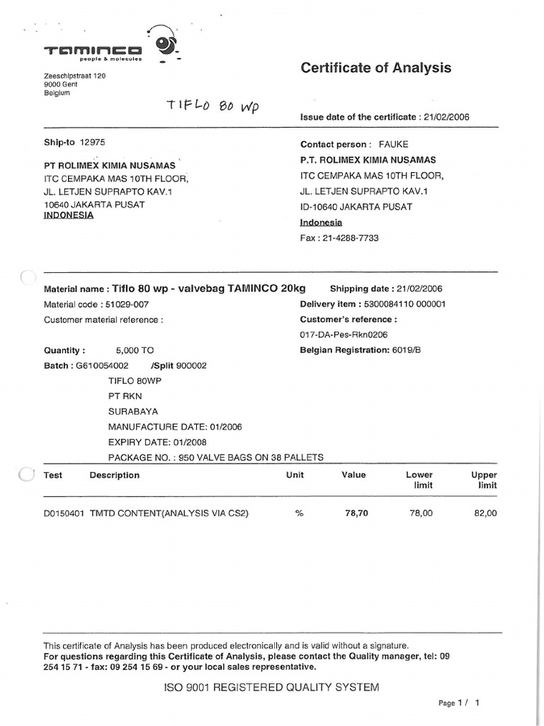 Tiflo 80 WP Thiram | PDF