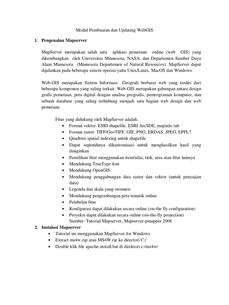 Panduan Instalasi MapServer | PDF