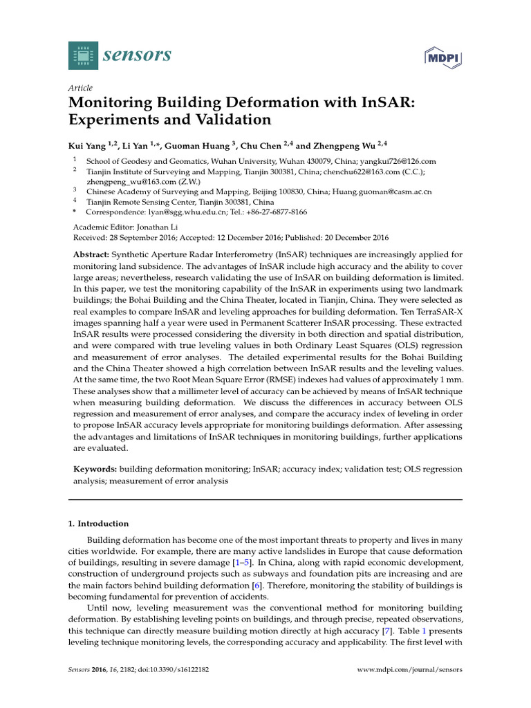 Monitoring Building Deformation With InSAR Experim | PDF