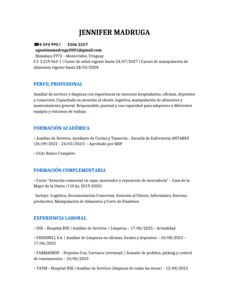 CV Jennifer Madruga | PDF