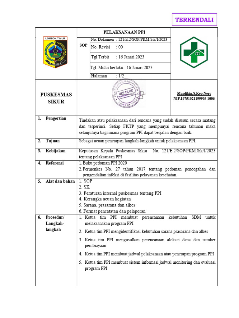 Sop Pelaksanaan Ppi | PDF