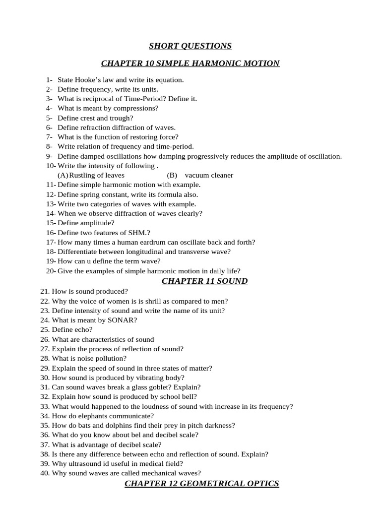 Short Questions on Physics Concepts | PDF | Electromagnetic Induction ...