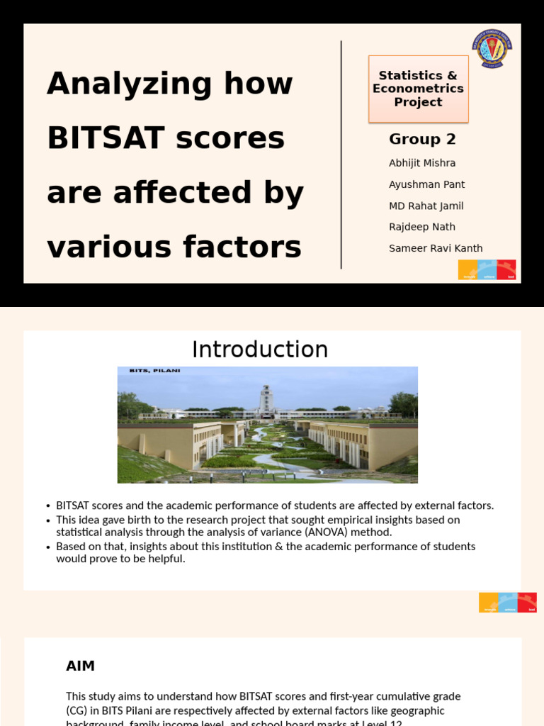 Statistical Analysis of BITSAT Scores and Their Impact On Academic Performance. | PDF | Analysis ...