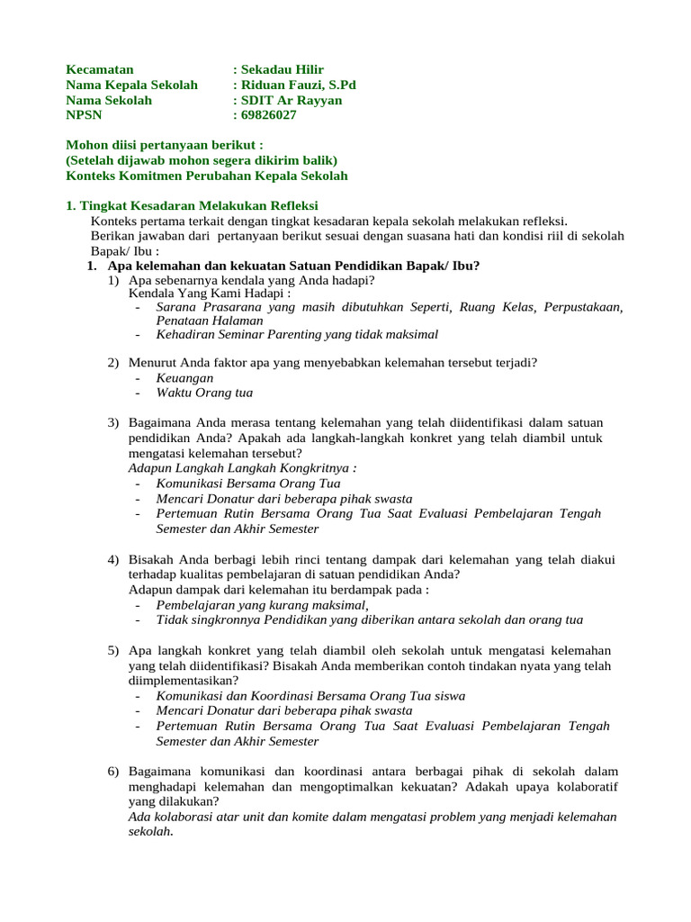 Analisis Kelemahan dan Kekuatan SDIT Ar Rayyan | PDF