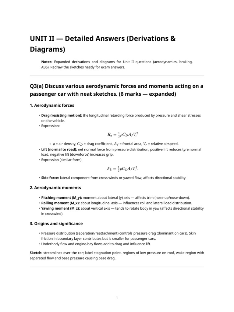 Unit 2 - Detailed Answers (Derivations & Diagrams) | PDF | Anti Lock ...