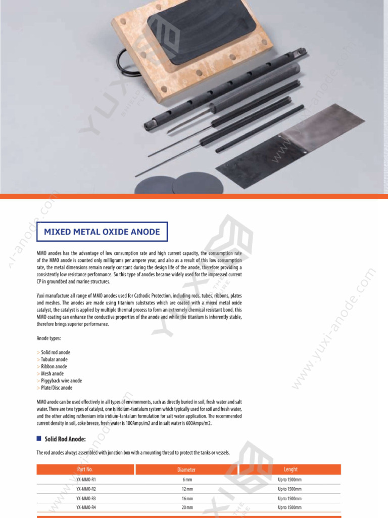 Data Sheet MMO Anode - YUXI | PDF