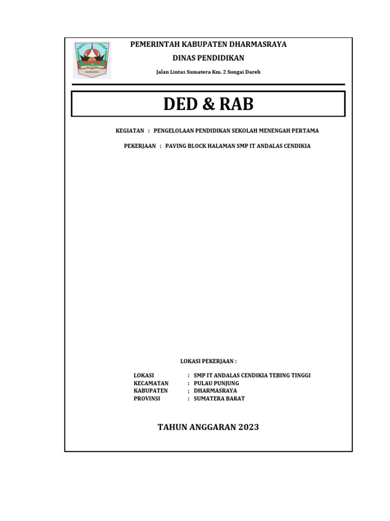 Rab Paving Block Halaman SMP It Andalas Cendikia | PDF