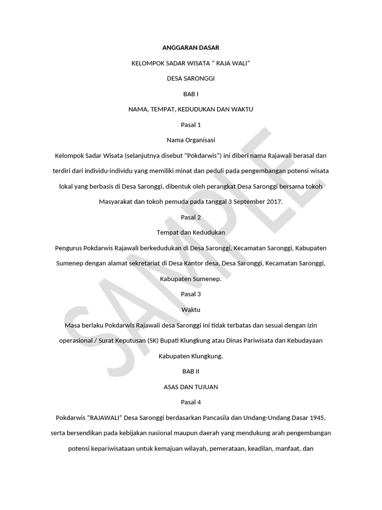 Contoh Ad Art Pokdarwis | PDF