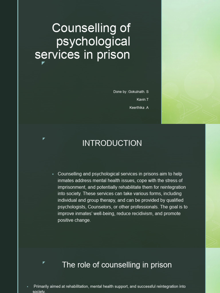 Prison Counseling: Enhancing Inmate Rehabilitation | PDF | Mental ...