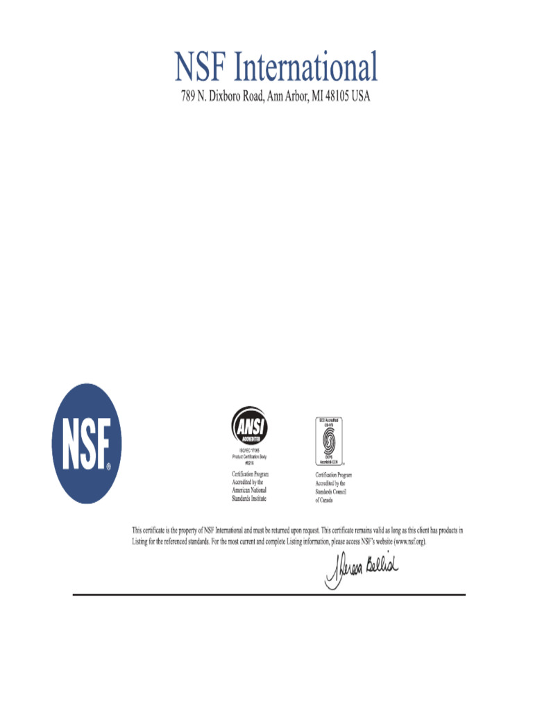 NSF Certification | PDF