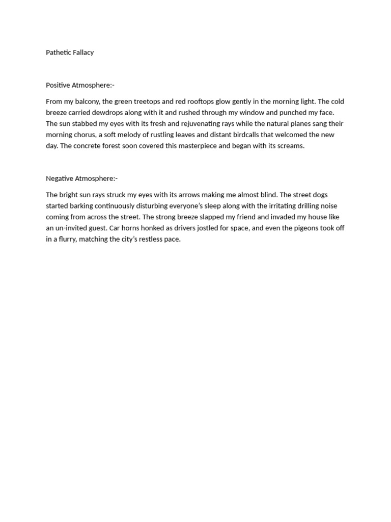 English HW - Pathetic Fallacy WB | PDF