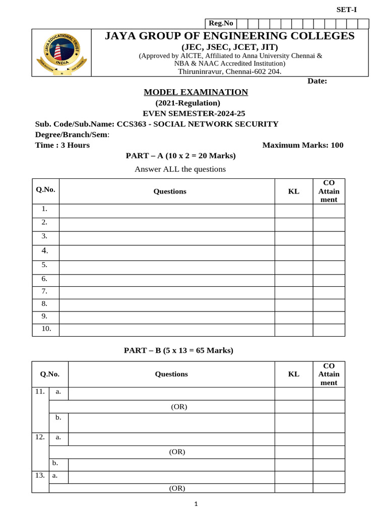 CCS363 SNS Model Question Paper | PDF | Chess Theory | Chess