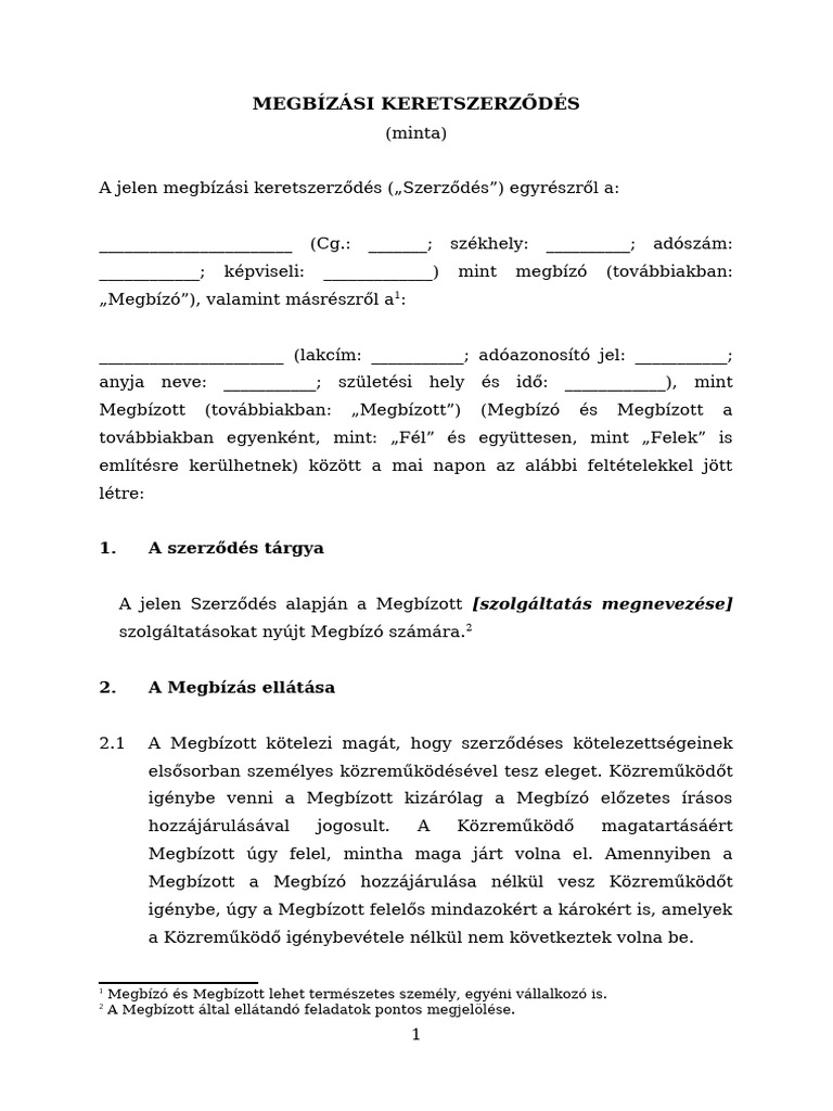 M 030 Megbizasi Szerzodes | PDF
