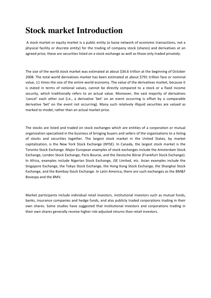 Stock Market Introduction | Stock Market | Stock Exchange