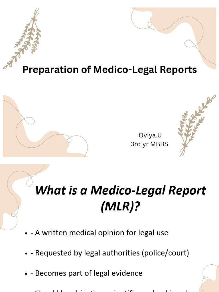 Medico-Legal Report Preparation Guide | PDF