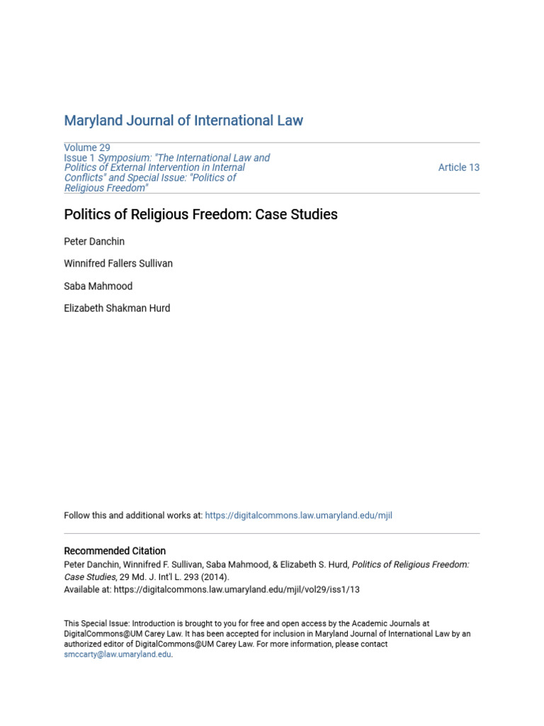 Politics of Religious Freedom - Case Studies | PDF | Freedom Of ...
